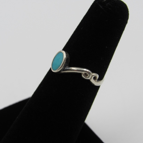 Jewelry | Vintage Size 475 Sterling Dainty Blue Inlay Ring | Poshmark